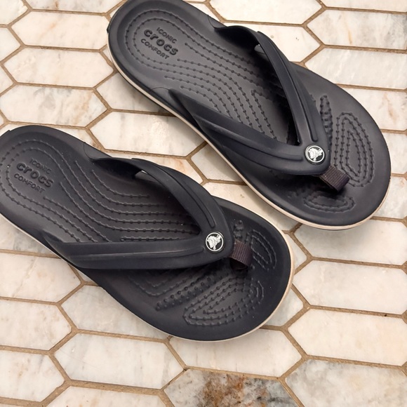 CROCS | Shoes | Crocs Boy J Navy Flip Flop Sandals Beach Lake Deck ...